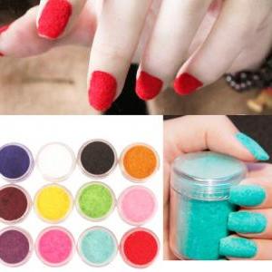 14 Pc Colors Fun Flocking Velvet Powder Manicure Nail Art Nail Polish ...