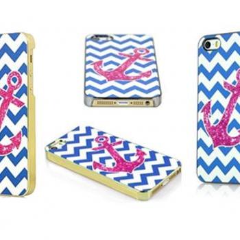 Chevron Pink Glitter Anchor Protective Case For Iphone And Samsung ...