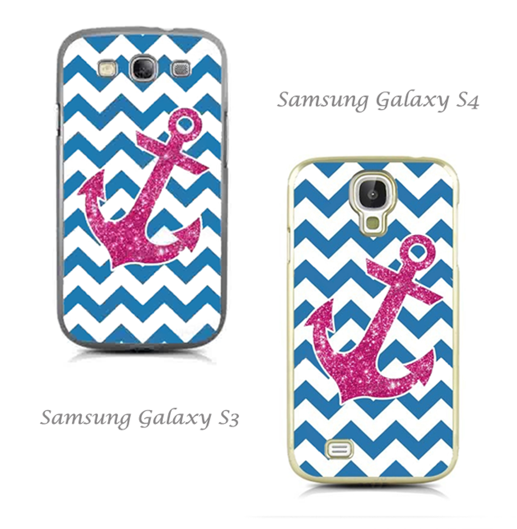 Chevron Pink Glitter Anchor Protective Case For Iphone And Samsung ...