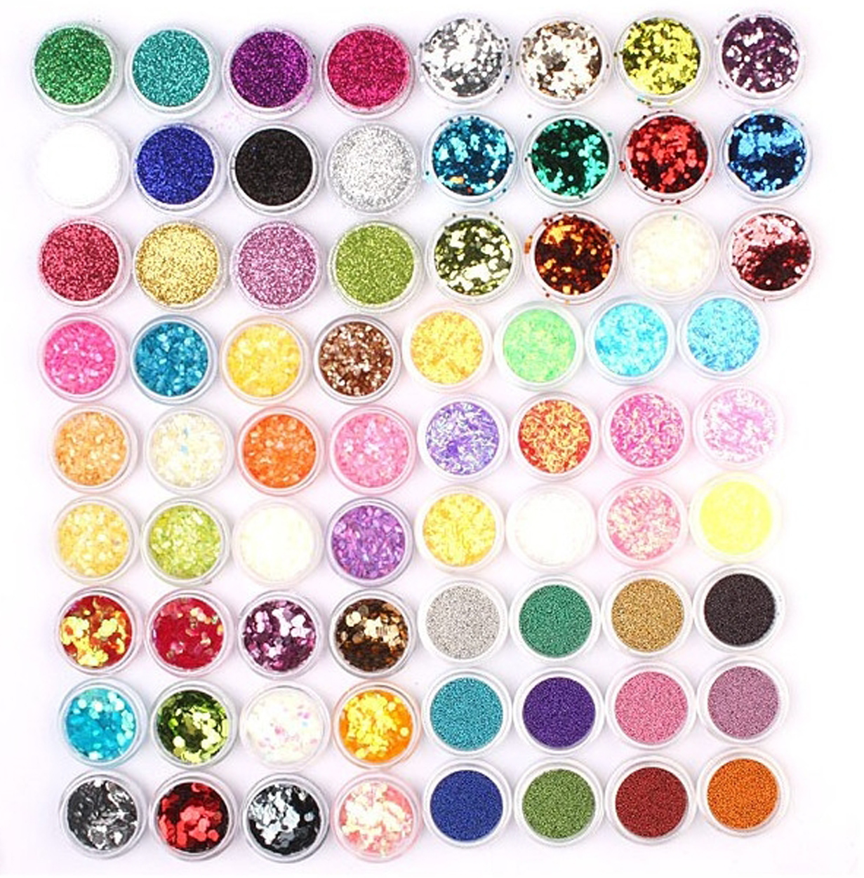 72pc Various Color Acrylic Uv Gel Nail Art Glitter Powder on Luulla